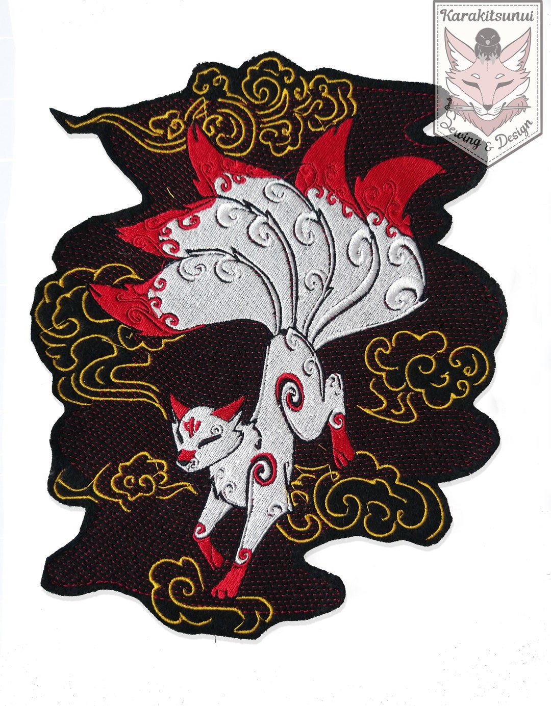 Okami Fox Kitsune - Embroidered Applique Patch - Iron On/sew On - Etsy