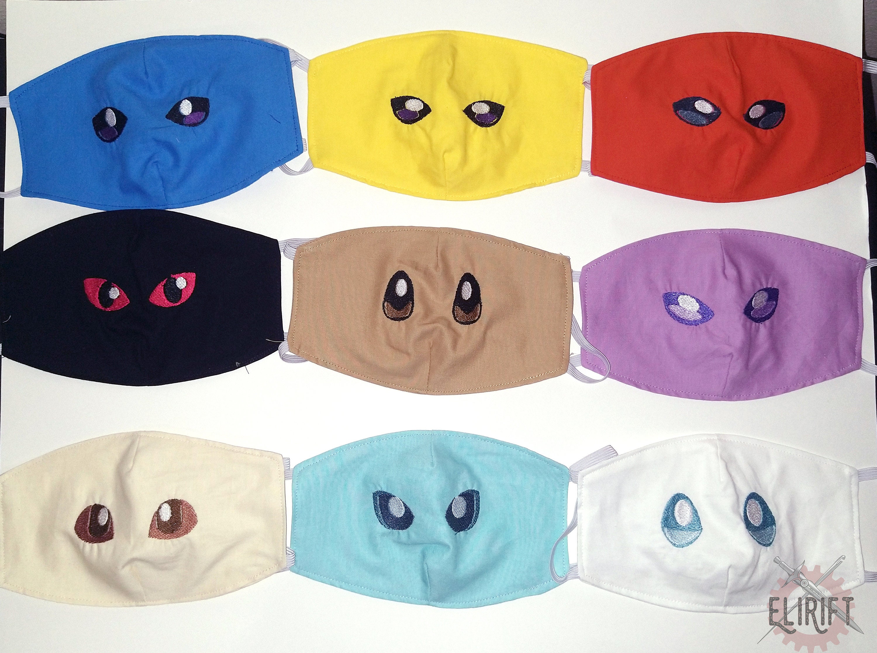Pokemon Eevee Evolution Eyes Inspired embroidered face masks | Etsy