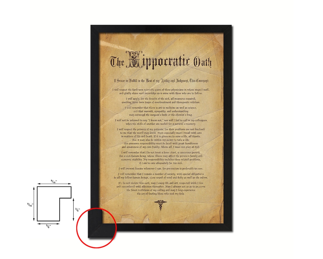 Hippocratic Oath Print Black Wood Framed Medical Office Wall Art - Etsy