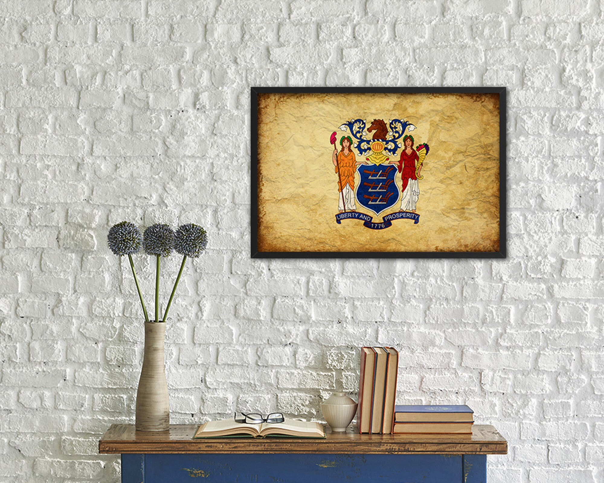 New Jersey State Flag Paper Prints Wall Art for Bedroom Office Kitchen ...