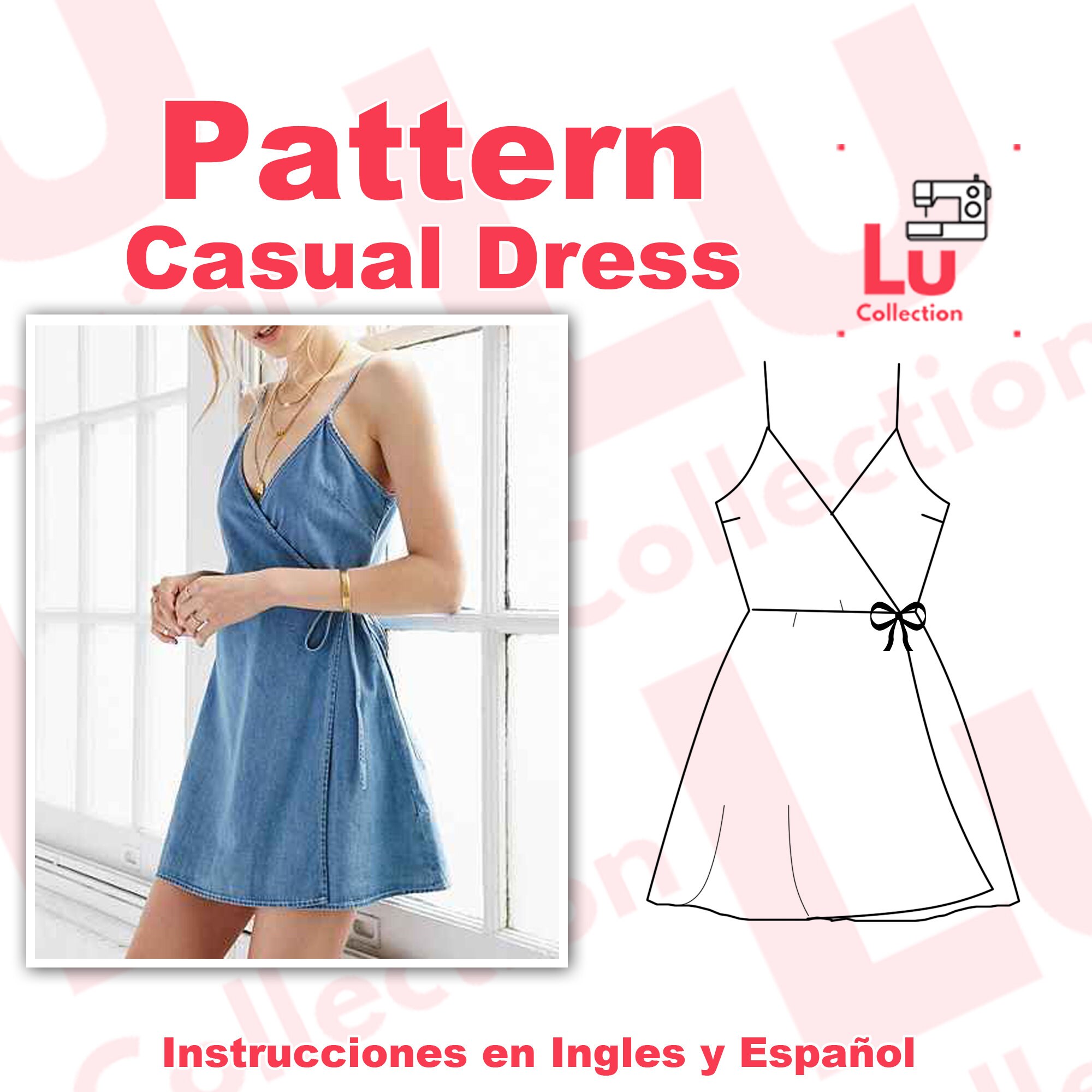 Casual dress outfit sport Pattern sewing woman S M L | Etsy