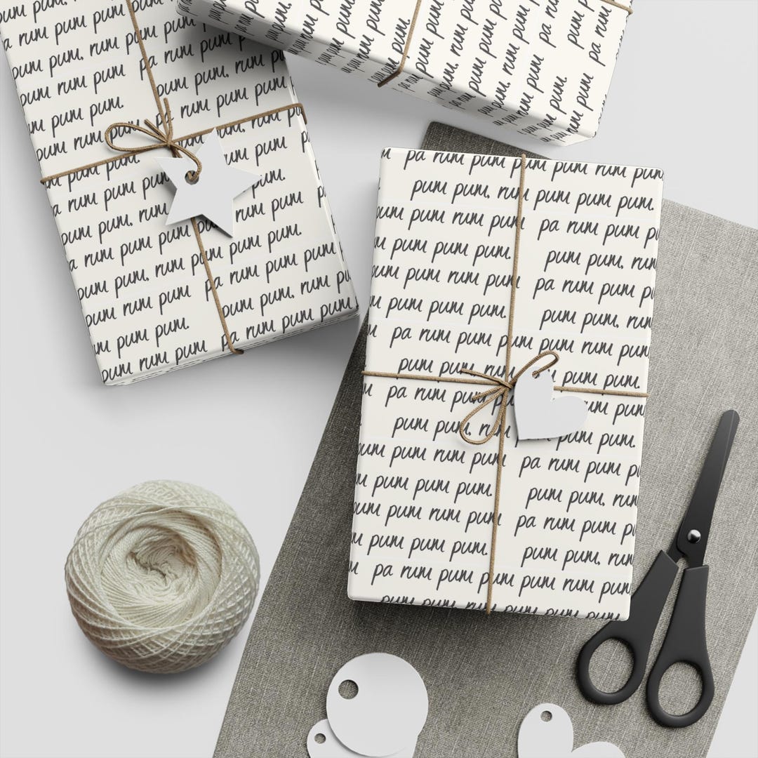 Little Drummer Boy Cursive, Christmas Gift Wrap, Holiday Gift Wrapping ...