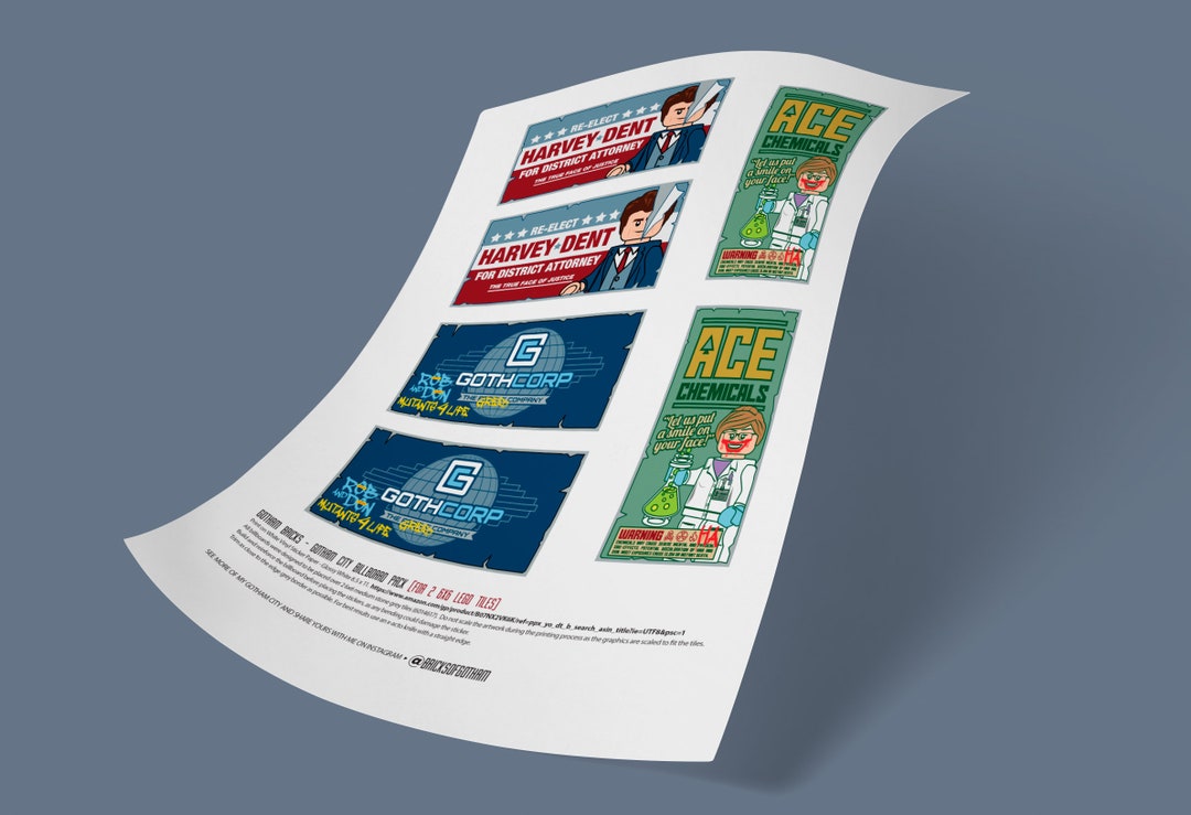Gotham City Printable Billboard Stickers for Brick-built City - Etsy