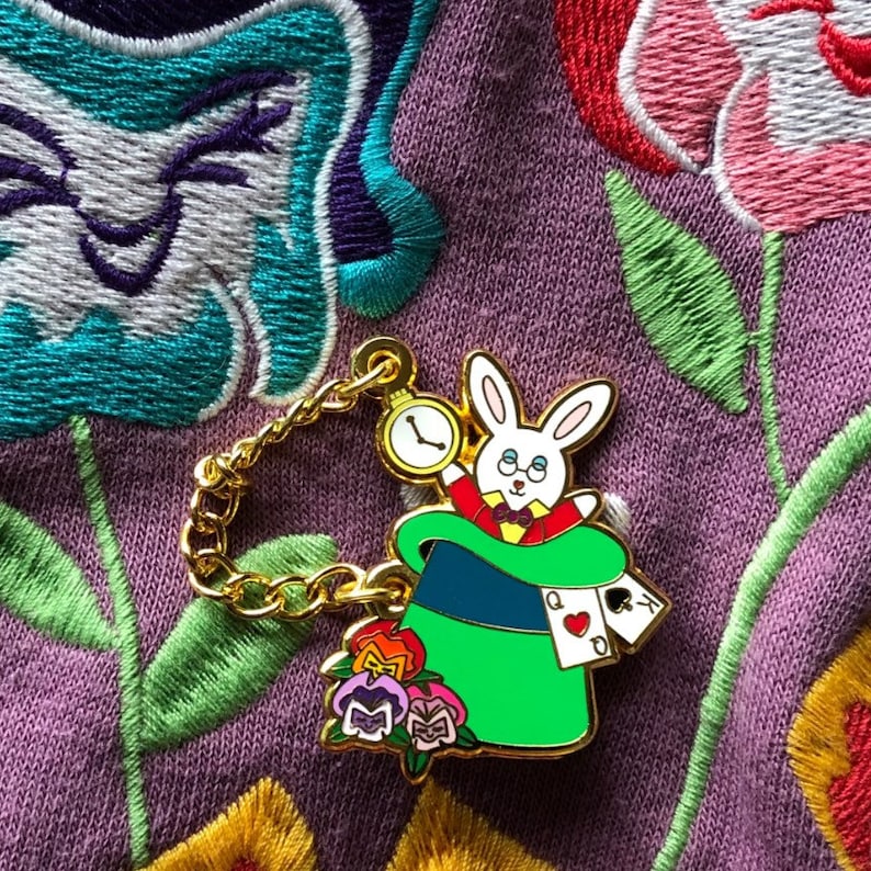 White Rabbit Pin - Etsy