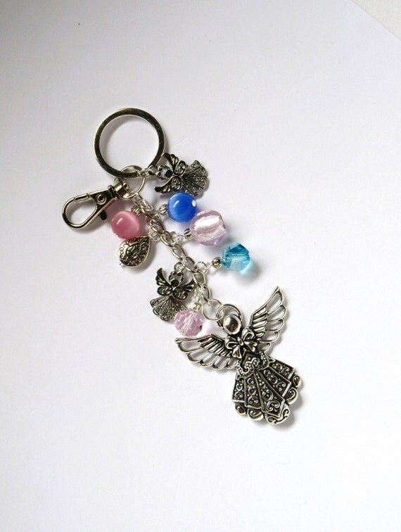 Angel Keychain Pink and Blue Accent Beads 1.5 Angel - Etsy