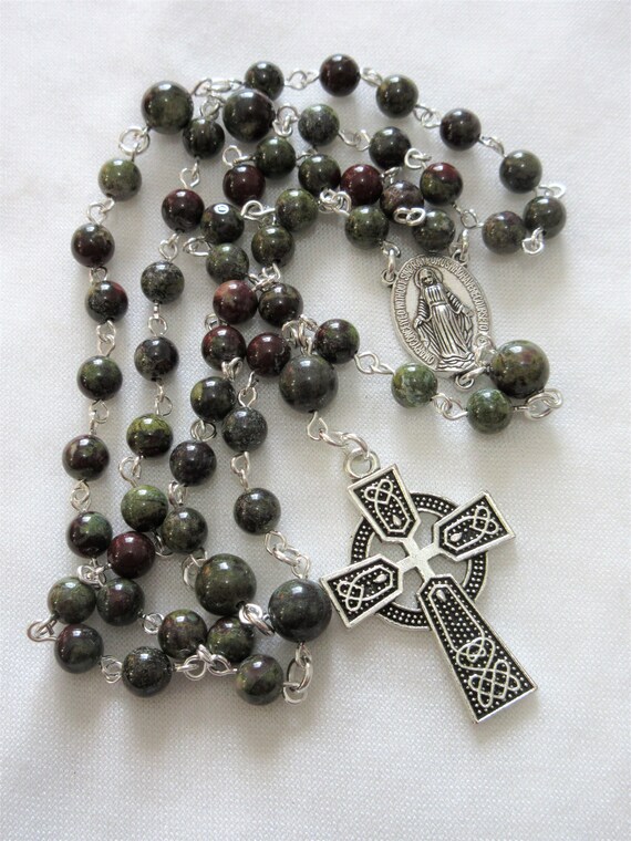 Gemstone Catholic Rosary Dragon s Blood Jasper Rosary Necklace 567 Etsy
