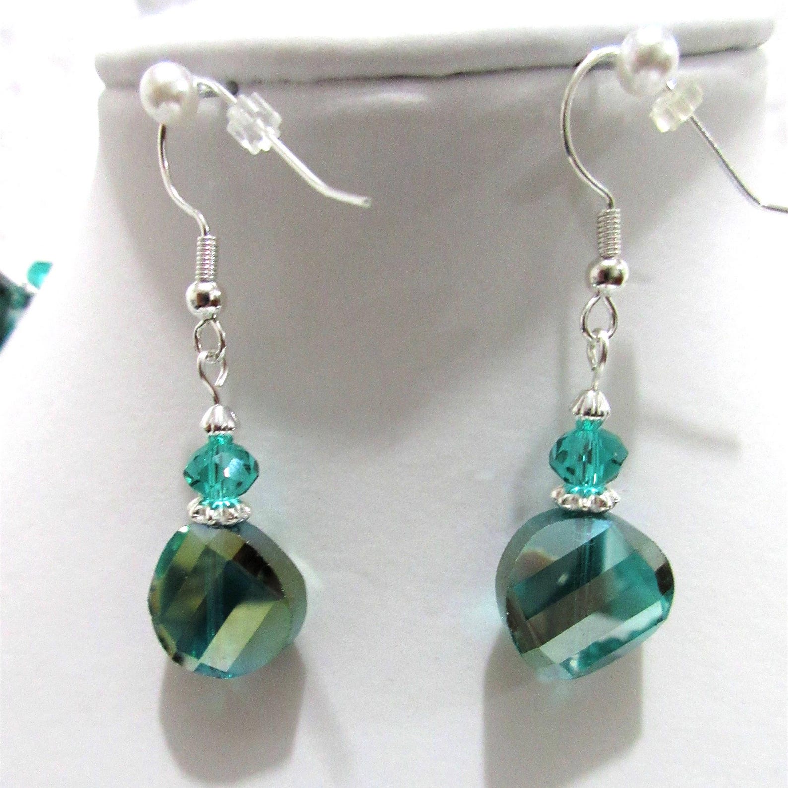 Emerald Green Jewelry Set, Green Teal, Beaded 20" Necklace With 1 ...