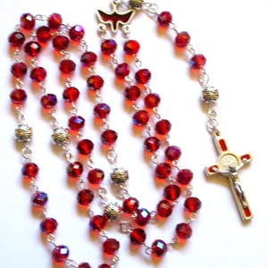 Ruby Red Crystal Catholic Rosary, Red Italian Enamel Rosary Parts, 735 ...