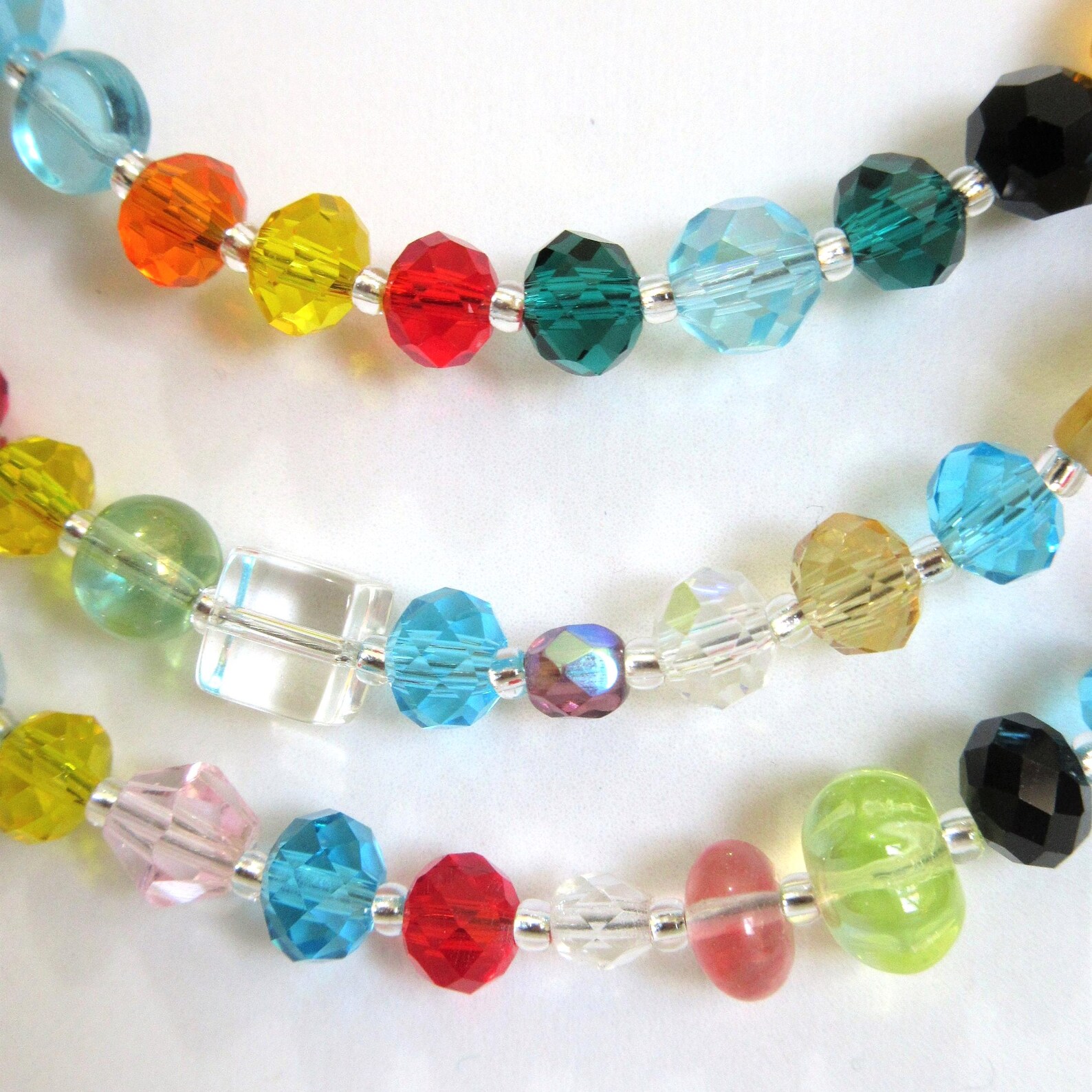 Mixed Jewel Tones 60" Jewelry Set, Crystal & Glass Rainbow Colors, 1 ...