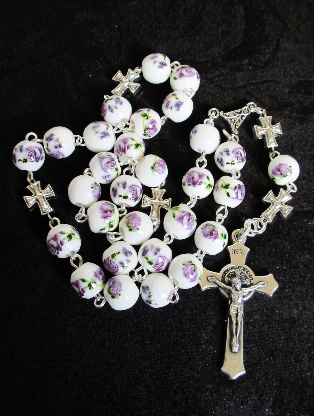 Anglican Rosary, Purple Rose on White Ceramic, Multi Denominations, 488 ...