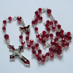 Ruby Red Crystal Catholic Rosary, Red Italian Enamel Rosary Parts, 735 ...