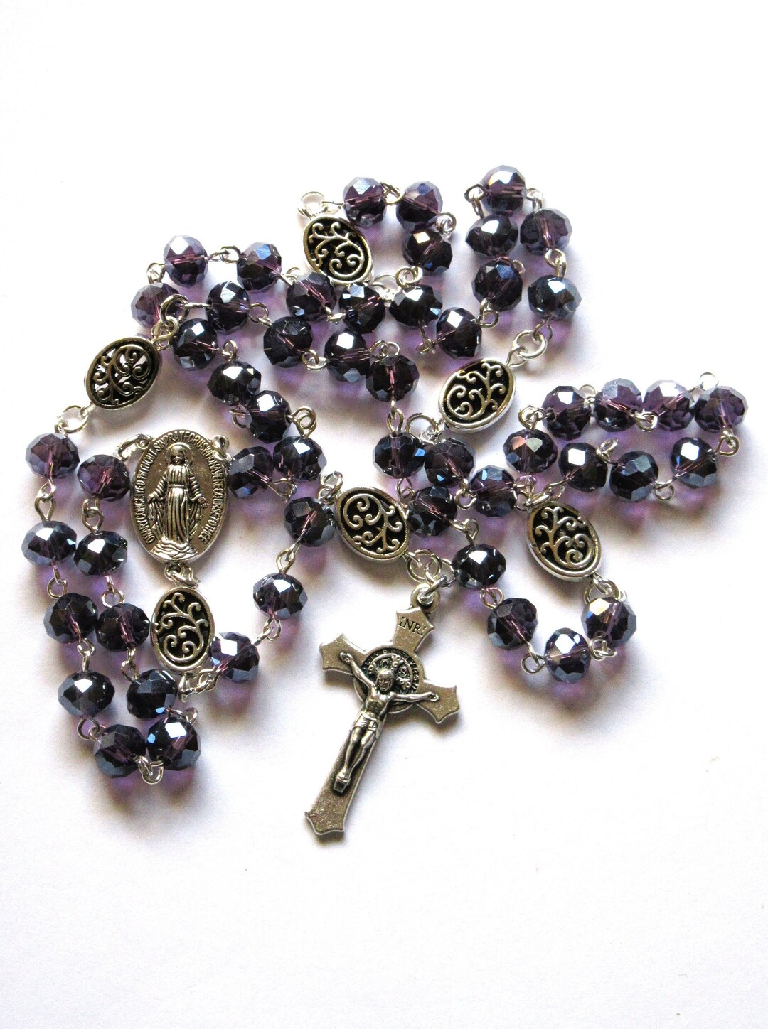 Indigo Catholic Rosary, Deep Dark Purple Transparent AB Prayer Beads, 90 - Etsy