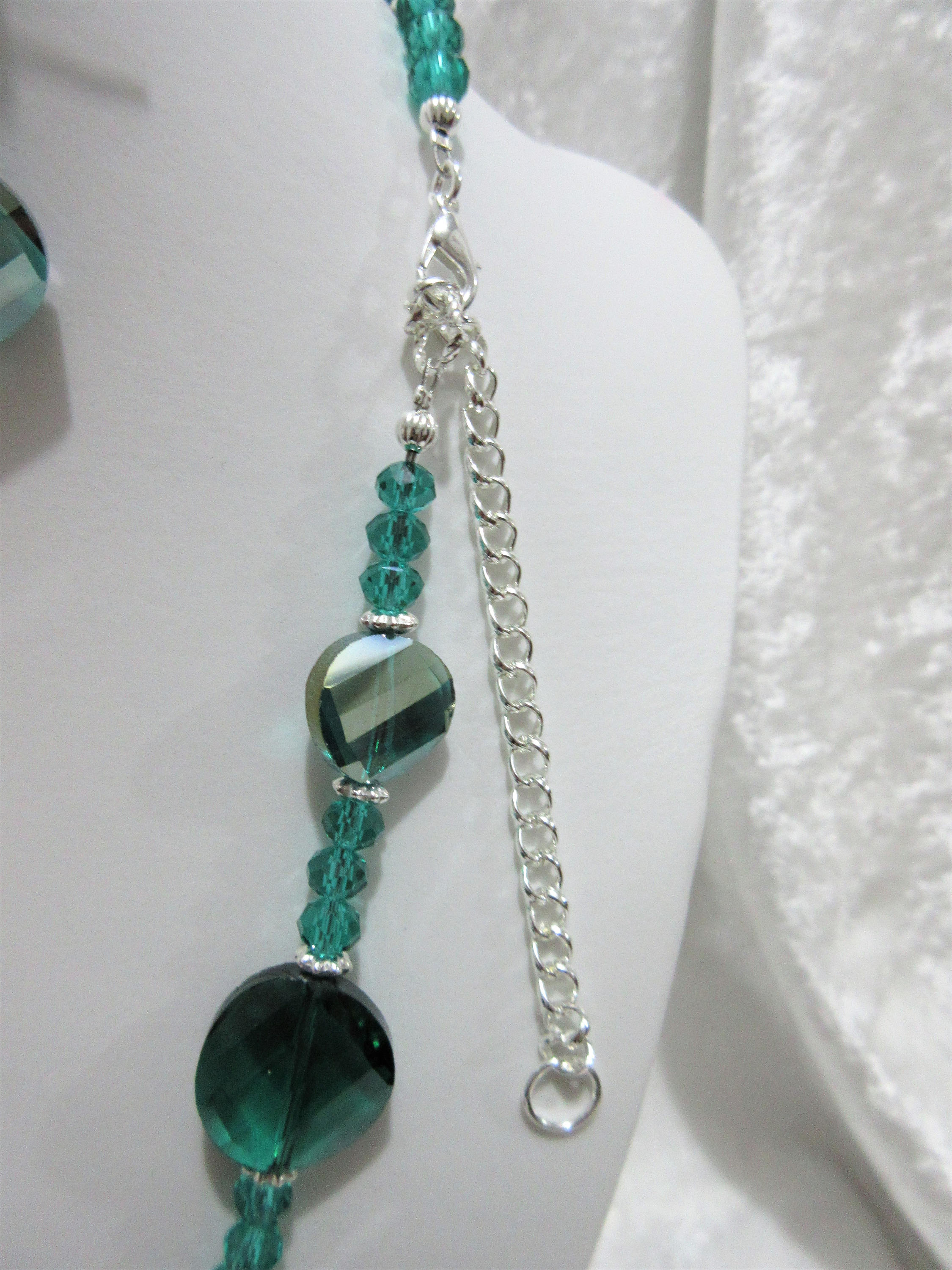 Emerald Green Jewelry Set, Green Teal, Beaded 20" Necklace With 1 ...