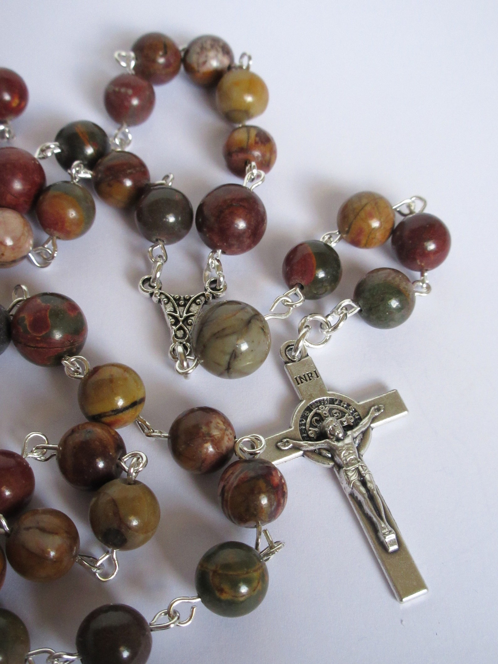 Picasso Jasper Lutheran Rosary, Brown Earth Tones Gemstones, Oversize ...