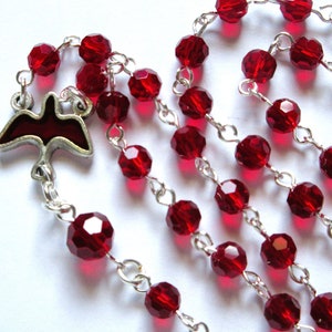 Ruby Red Crystal Catholic Rosary, Red Italian Enamel Rosary Parts, 735 ...