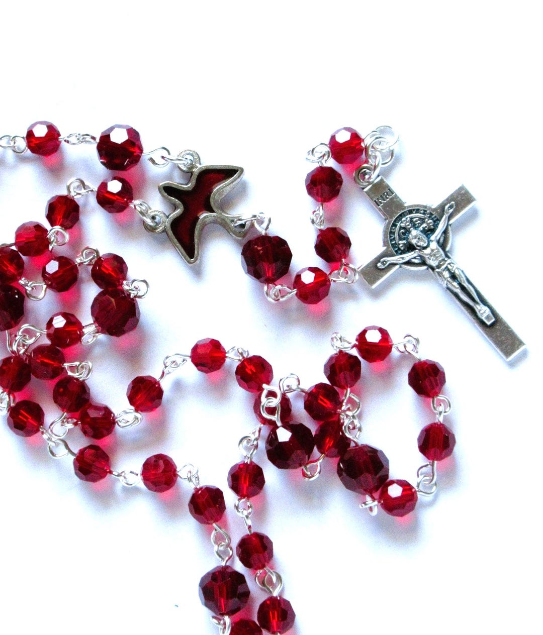 Dark Red Crystal Lutheran Rosary, Holy Spirit, Confirmation Gift ...