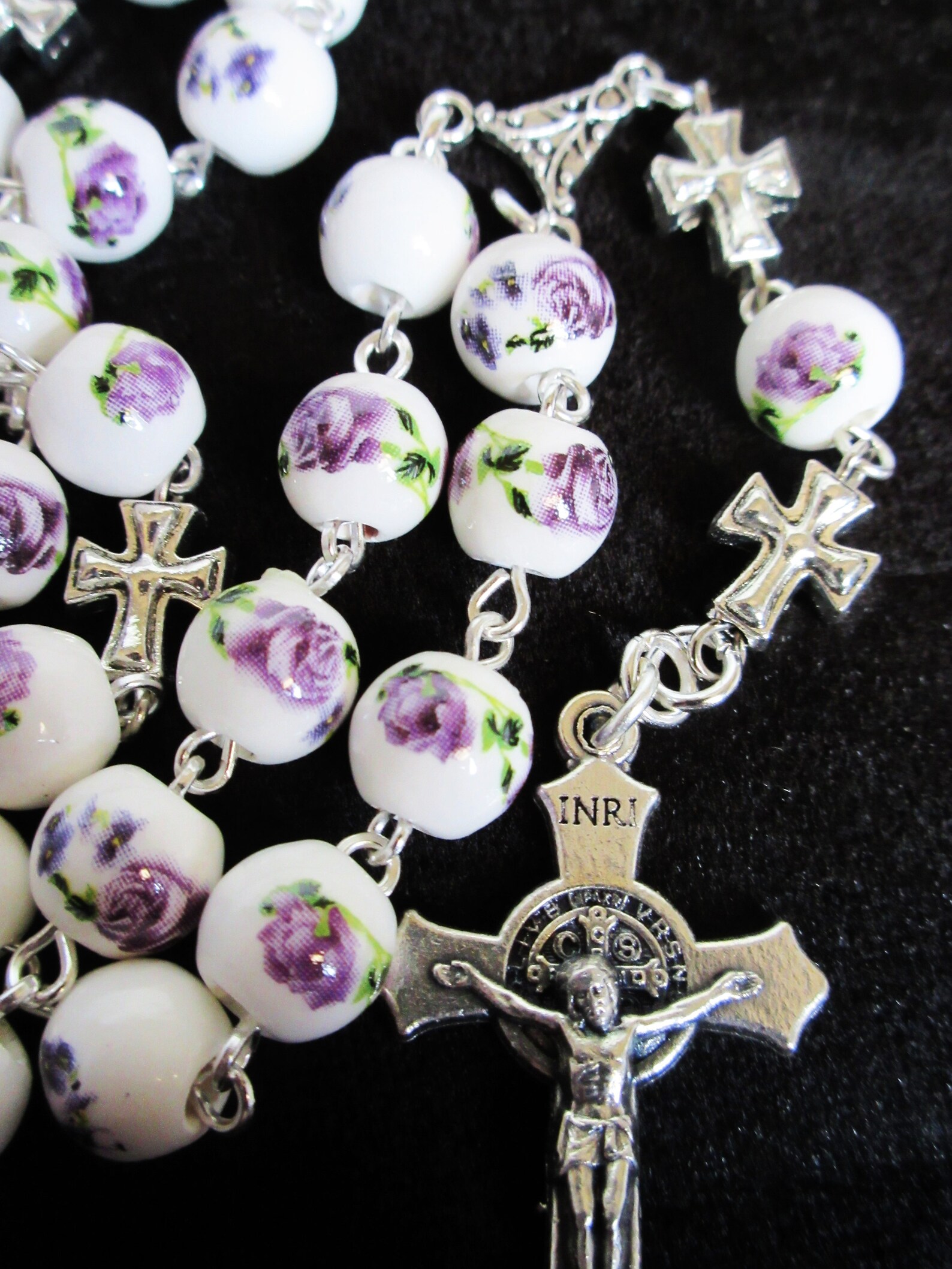 Anglican Rosary, Purple Rose on White Ceramic, Multi Denominations, 488 ...