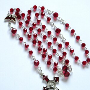Ruby Red Crystal Catholic Rosary, Red Italian Enamel Rosary Parts, 735 ...