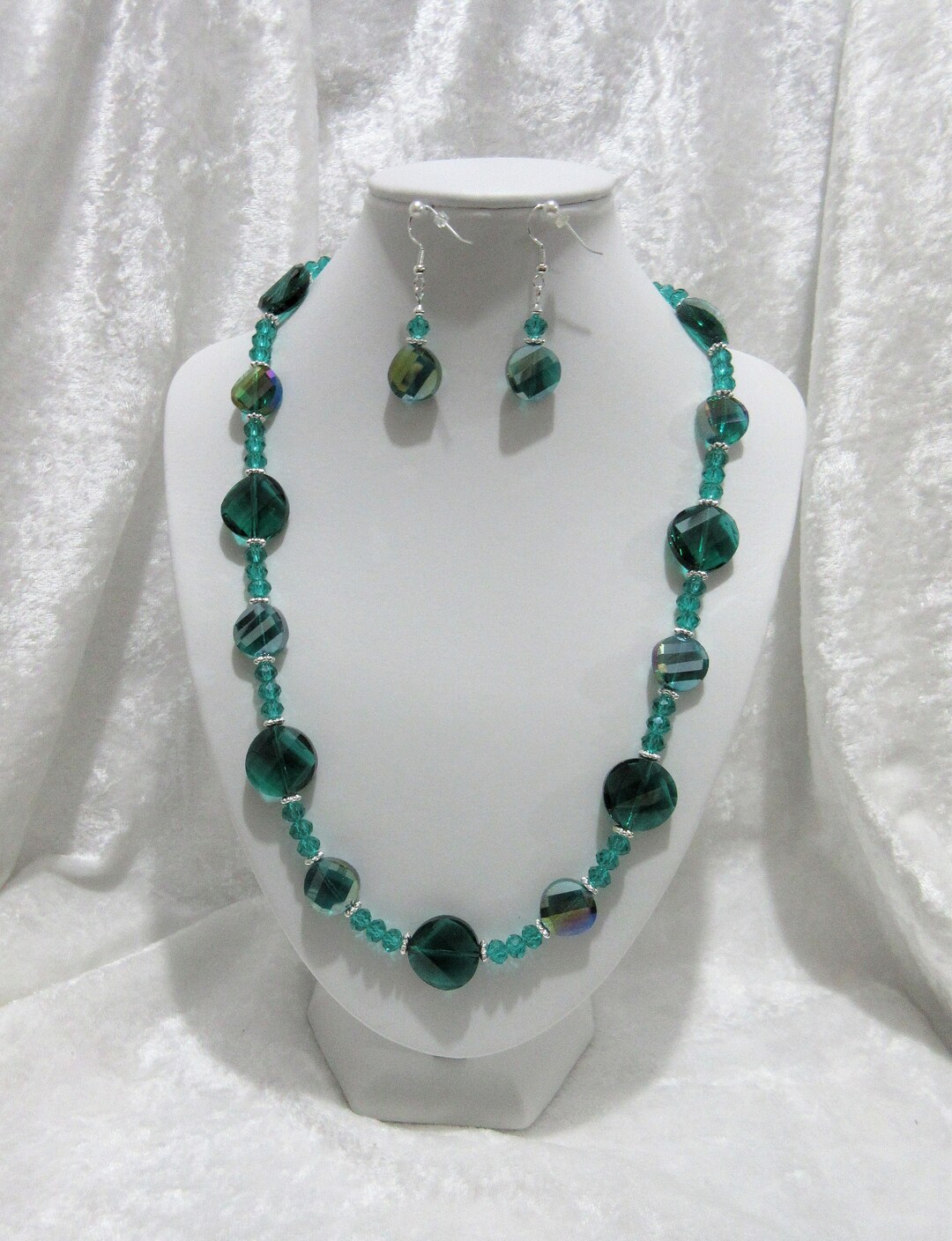 Emerald Green Jewelry Set, Green Teal, Beaded 20 Necklace With 1 ...