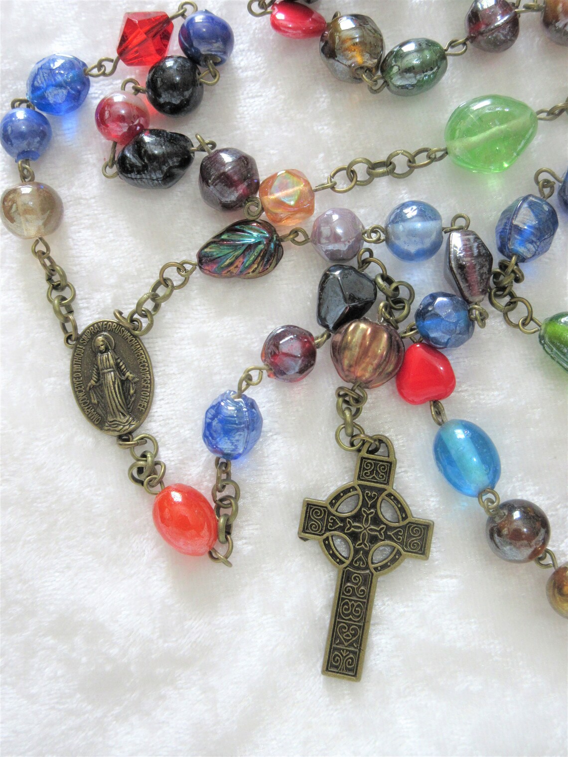 Multicolored Catholic Rosary Mixed Color Luster Beads - Etsy UK