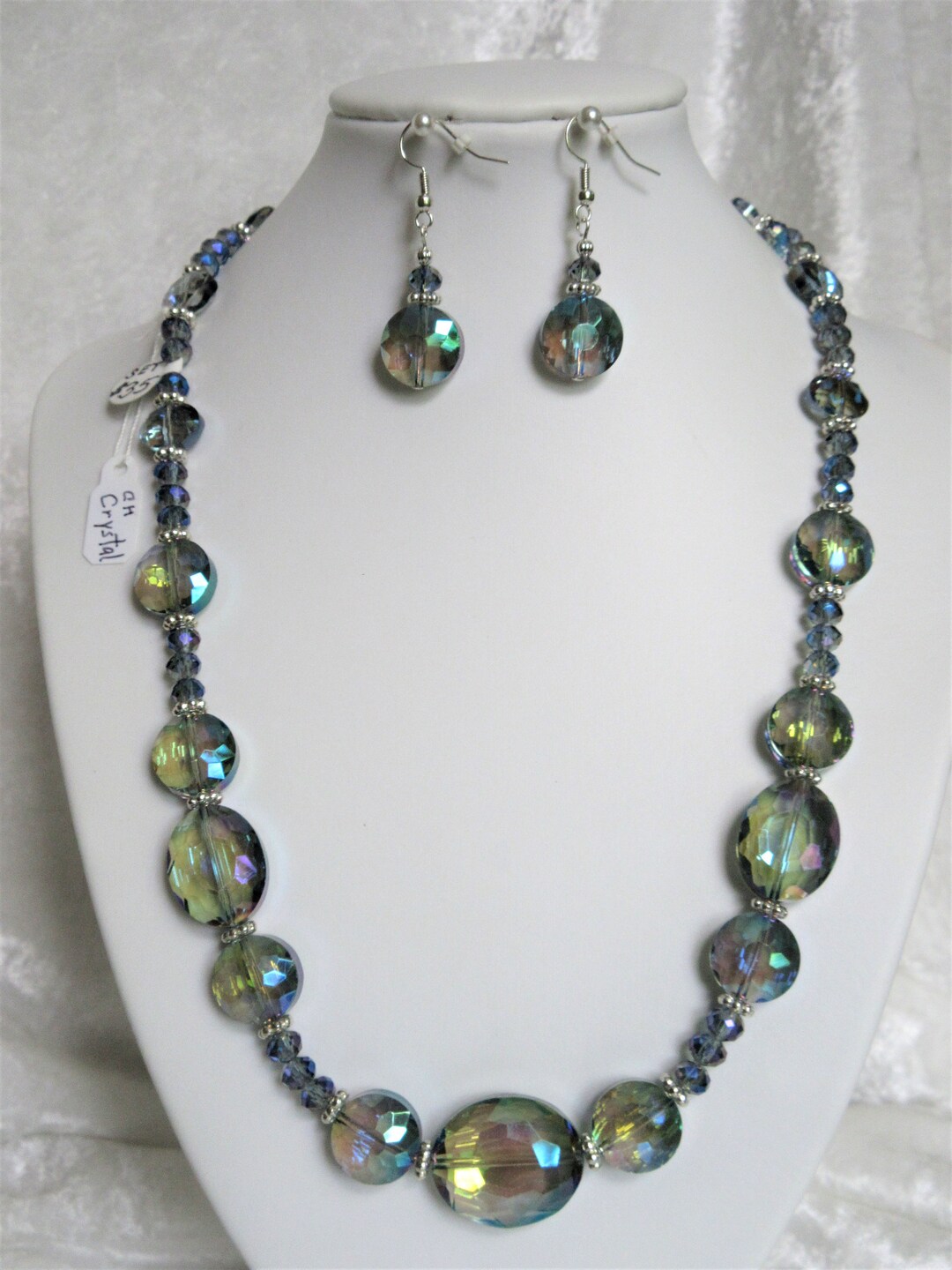 Pale Blue Gray Crystal Jewelry Set, 20 Necklace, 1 Earrings, 463 - Etsy