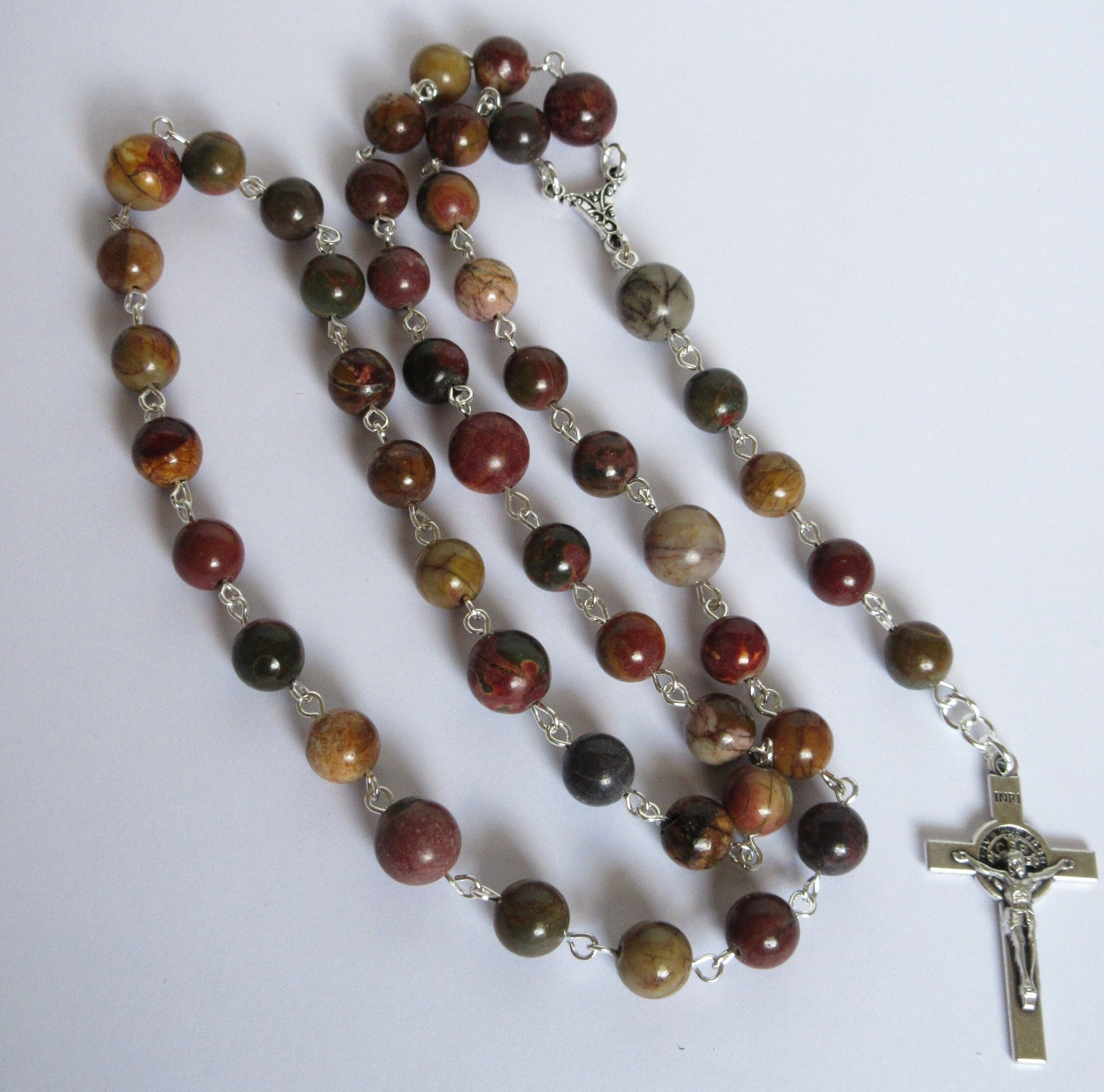 Picasso Jasper Lutheran Rosary, Brown Earth Tones Gemstones, Oversize ...