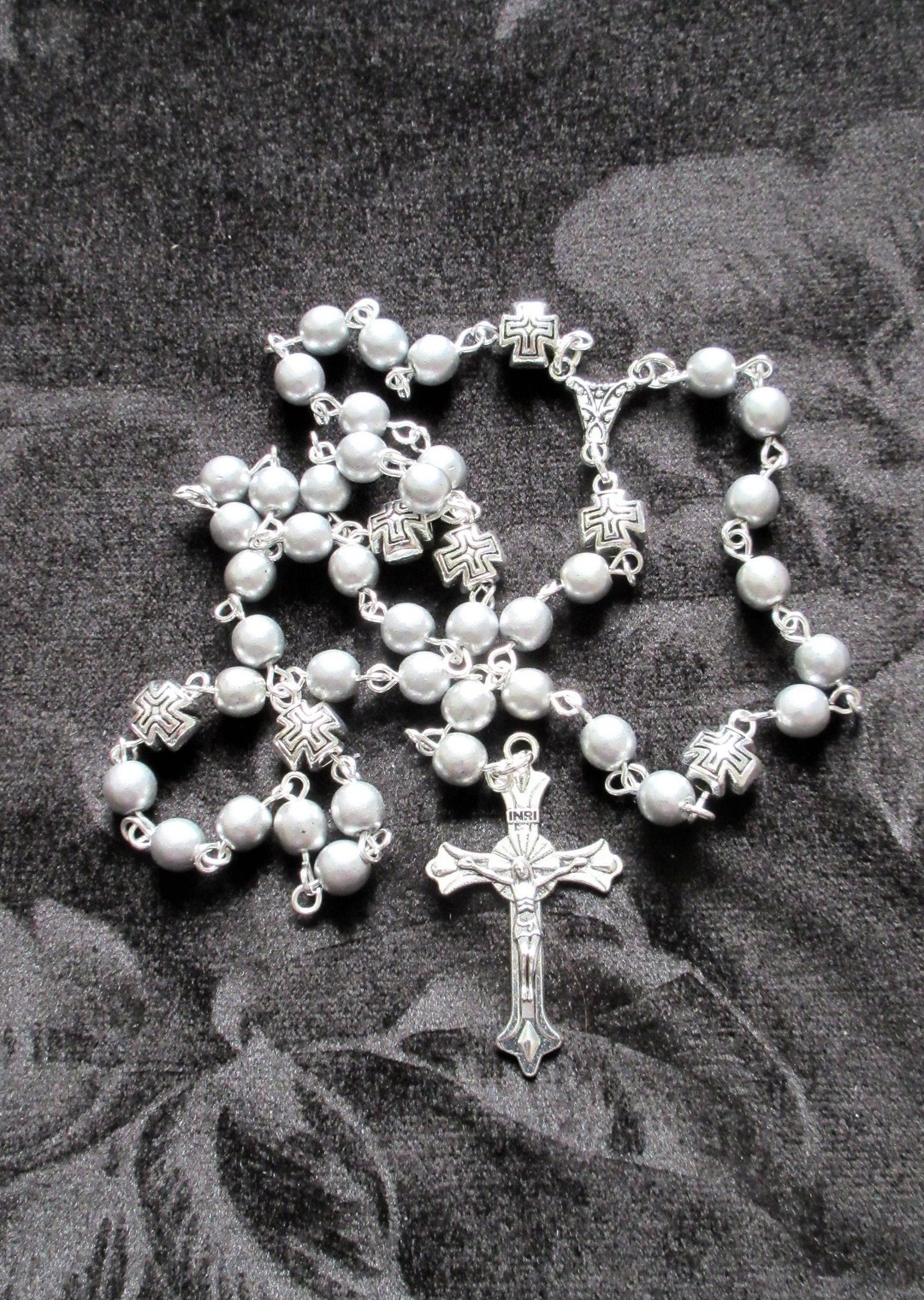 Gray Lutheran Rosary, Silver Gray Czech Glass Beads, Unisex Gift ...