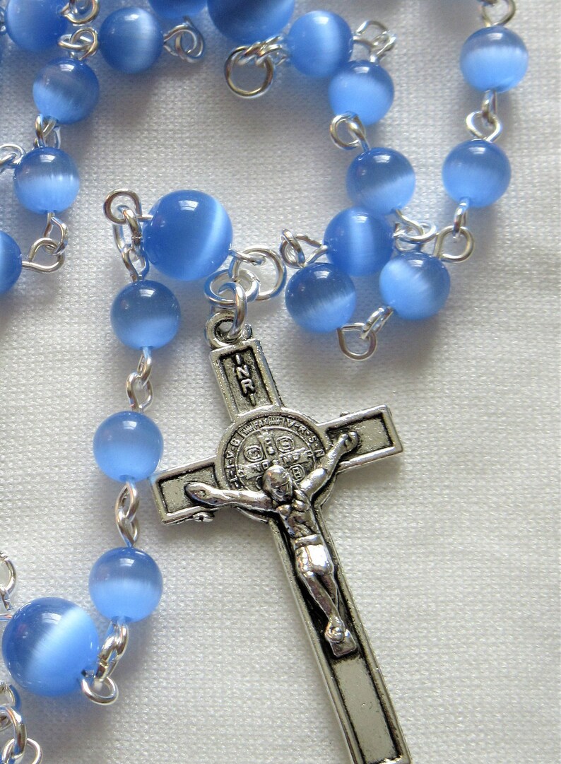 Baby Blue Catholic Rosary Cat's Eye 5 Decade Rosary - Etsy