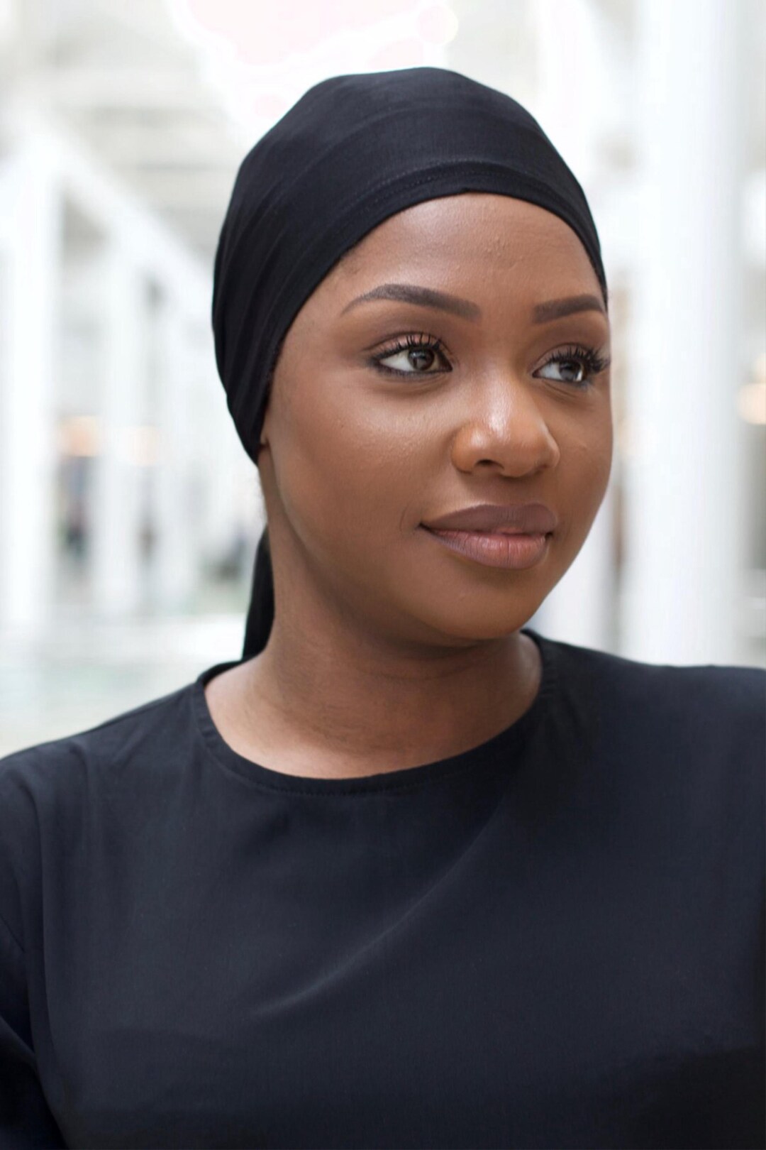 Black Hijab Tubes Inner Cap W.tie| Tie Cap| Under Scarves| Undercap for ...