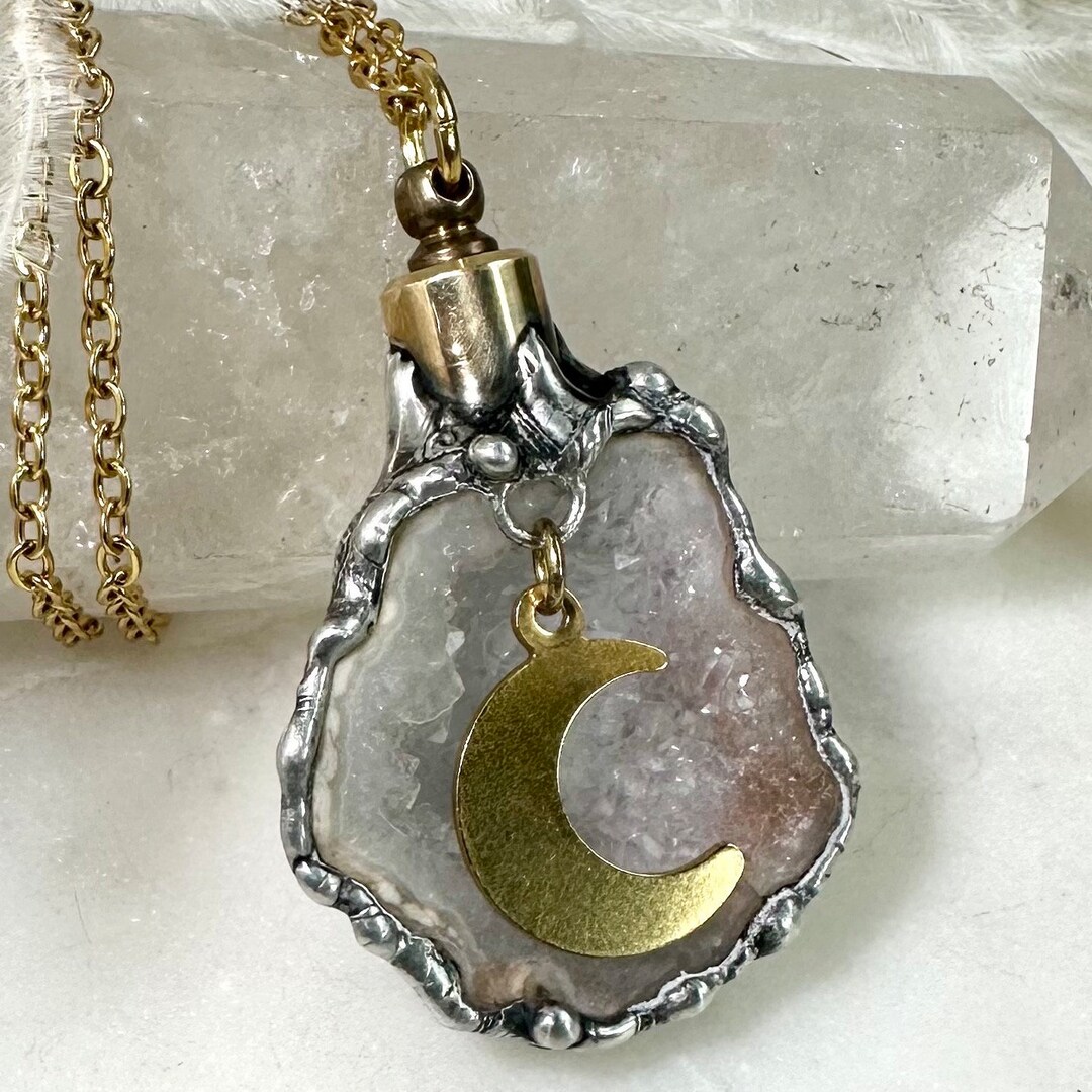 Agate Geode Urn Necklace, Cremation Jewelry, Crystal Urn, Memorial ...