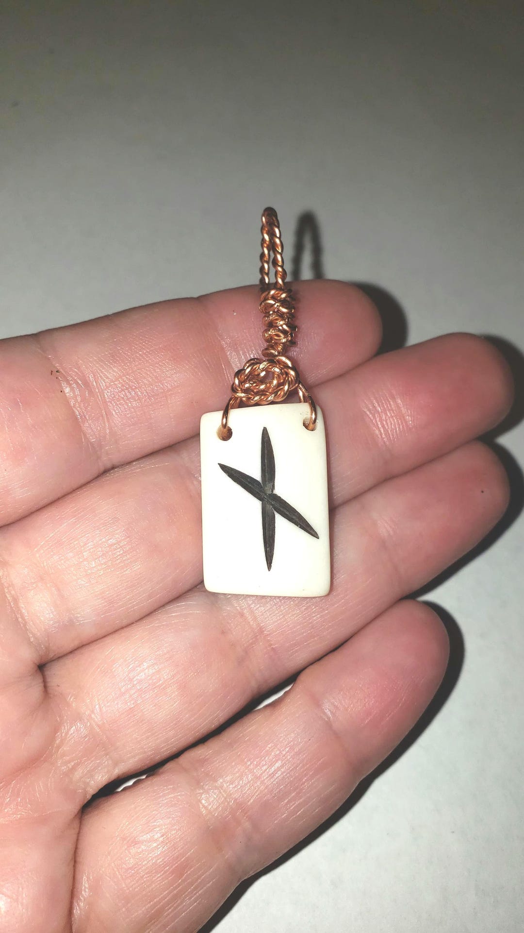 Norse Nauthiz Rune Carved on Bone Wirewrapped With Copper by Joseph ...