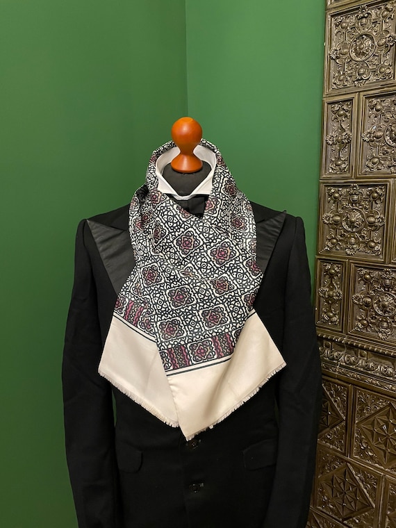 Victorian / Edwardian - White Tie Silk Scarf - 1900s … - Gem