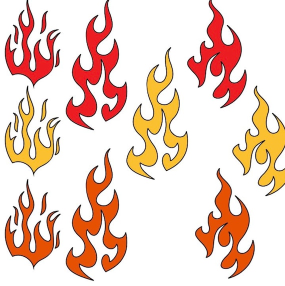 Fire Flame Wall Decals Measure H From 46 Firefighter - Etsy