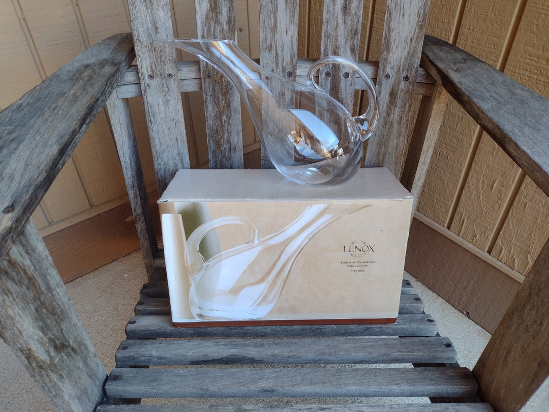 Lenox Tilted Crystal Wine Pitcher Retro Vintage Decanter Barware ...