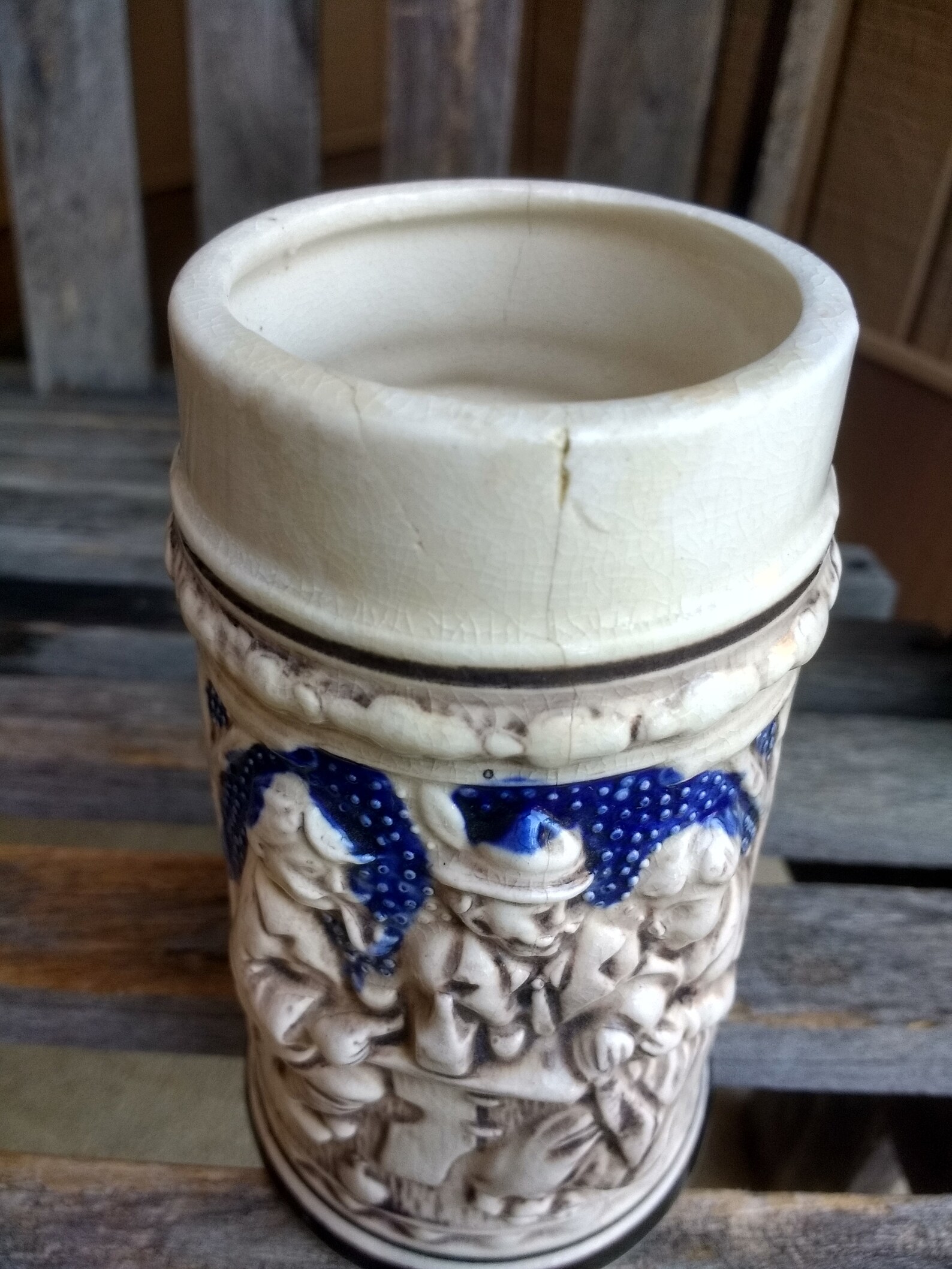 Vintage Beer Steins and Matching Pitcher off White and Colbalt | Etsy