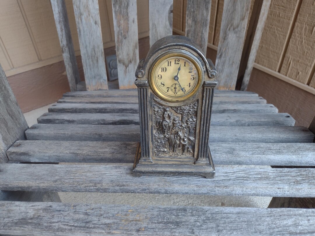 Ornate Antique Cast Iron Mantel Clock (non Working) Retro Vintage Shelf ...