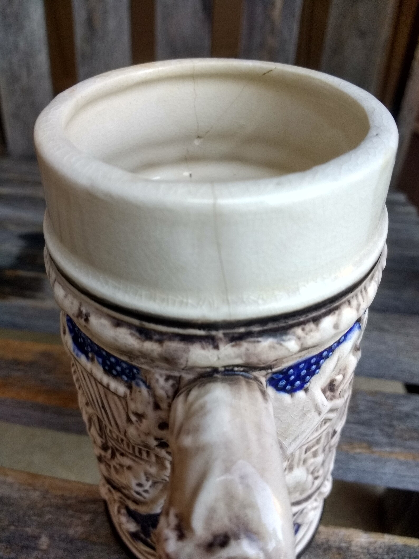 Vintage Beer Steins and Matching Pitcher off White and Colbalt | Etsy