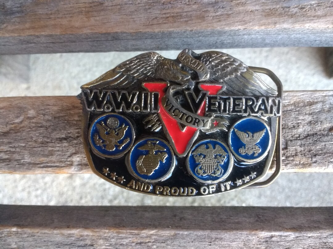 Vintage WWII Veteran Belt Buckle World War II Armed Forces and Proud of ...
