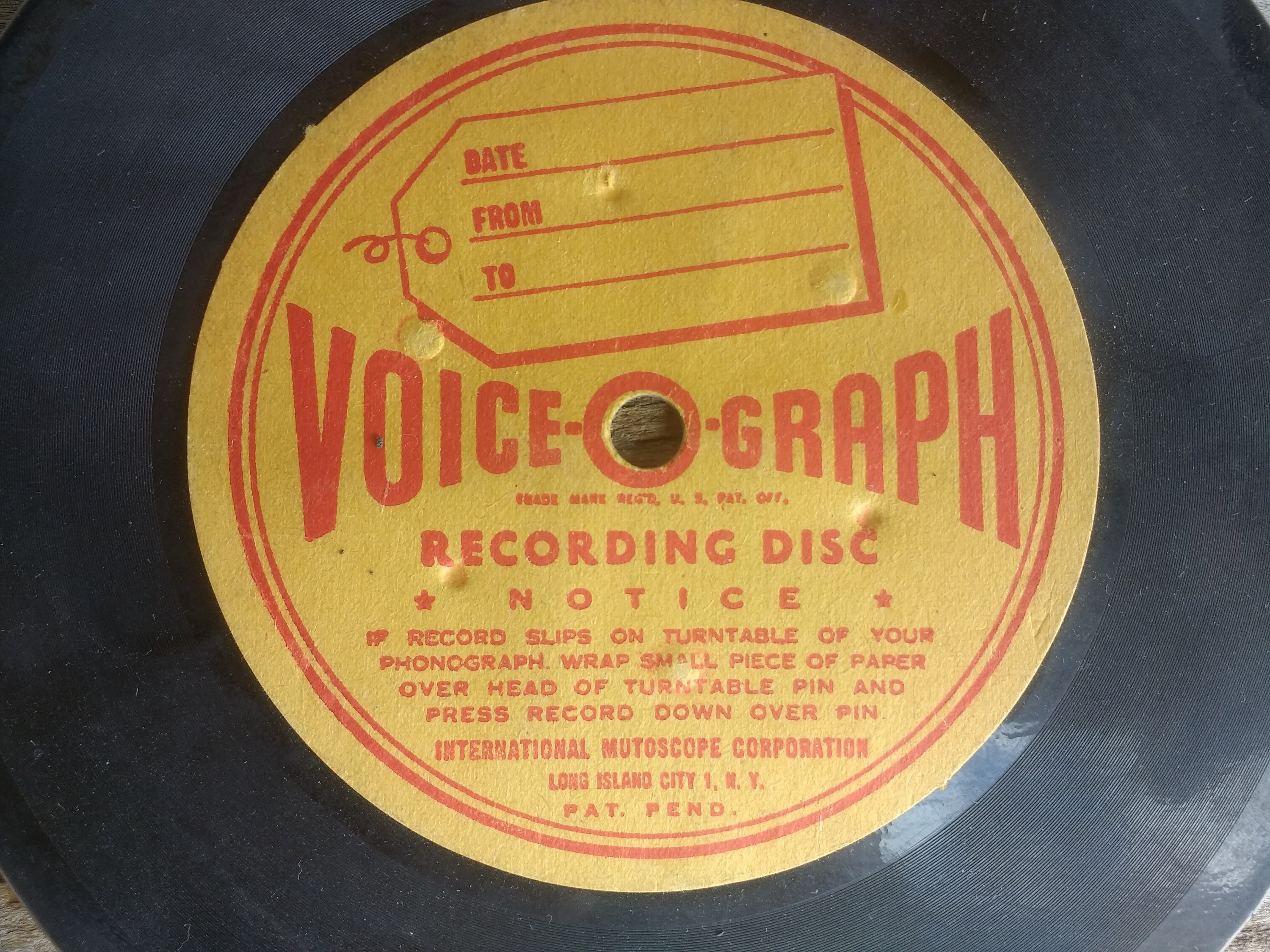 Vintage Voice-o-graph Recording Disc Retro Phonograph Record | Etsy Canada