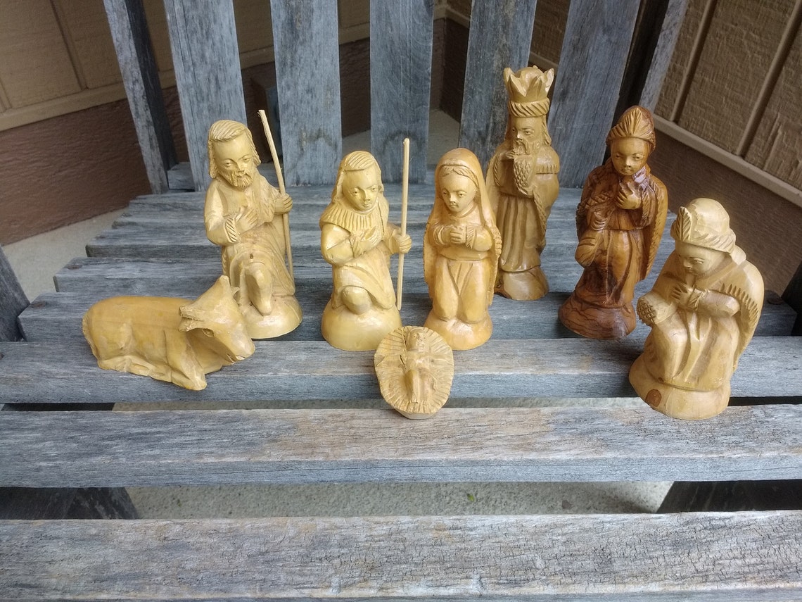 Vintage Christian Wood Nativity Set Bethlehem Hand Carved | Etsy