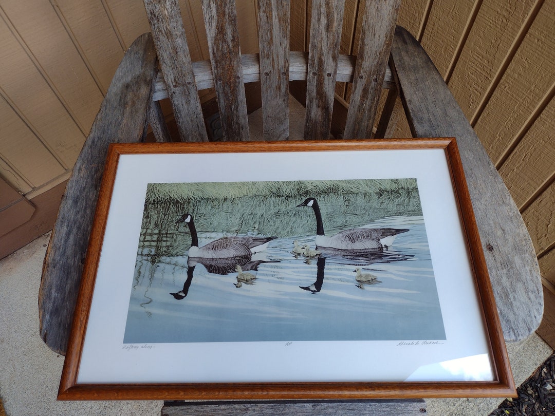 Gerald L Lubeck Geese Original Lithograph Art Titled Drifting Along ...