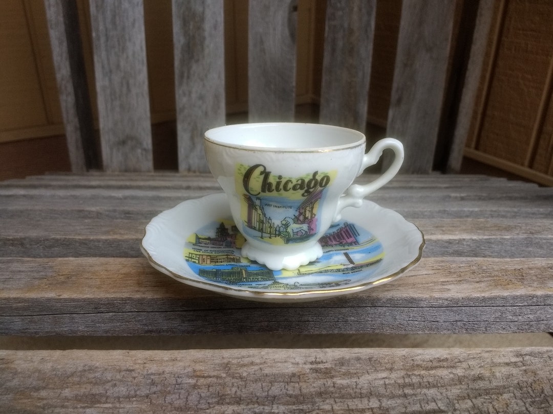 Vintage Chicago Souvenir Teacup and Saucer Famous Old Chicagoland ...