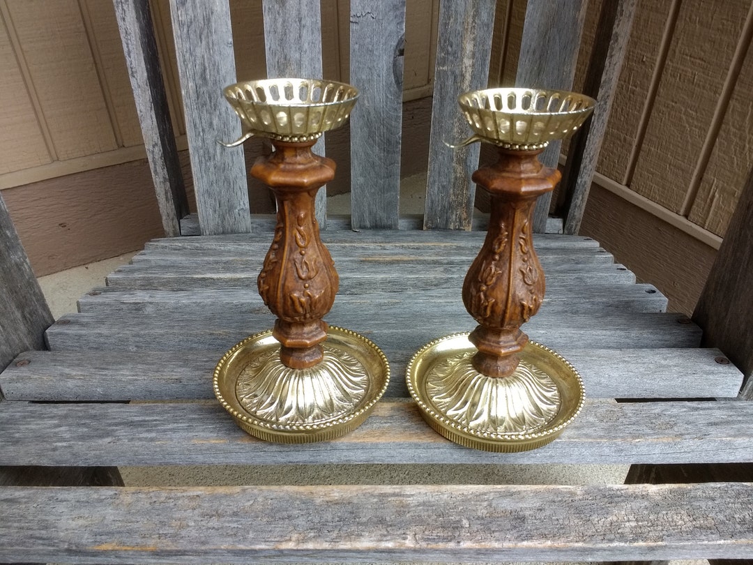 Vintage Villy Candlestick Holders Gold Tone Taper Candle Holder Height ...
