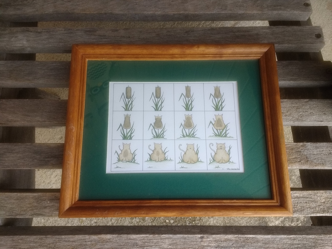 Vintage E Halsey Transformations Art Print Artist Signed Theme Cattail ...