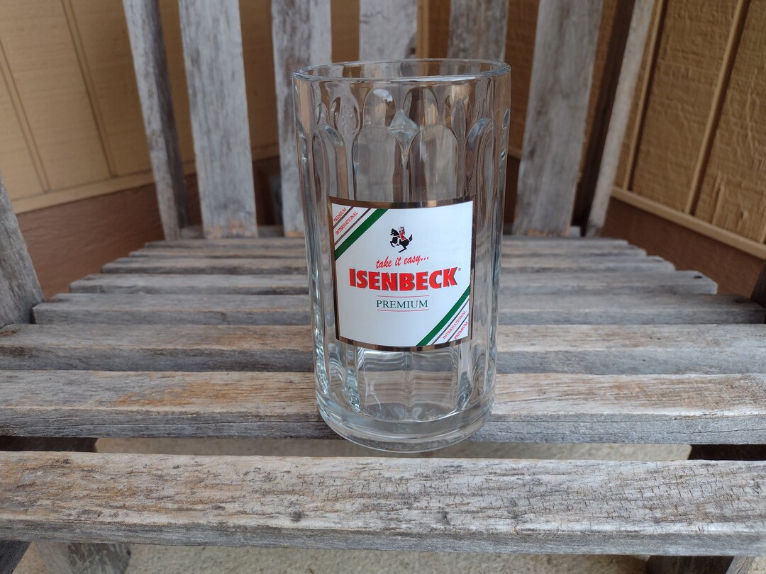 Isenbeck Premium Beveled Glass Stein Retro Vintage Beer Tankard Maker ...