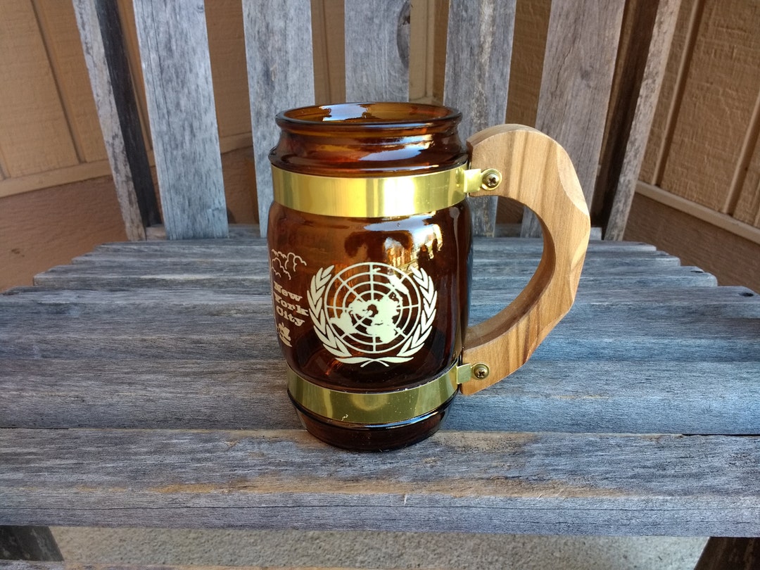 United Nations Siesta Ware Brown Barrel Beer Stein Vintage Souvenir Cup ...