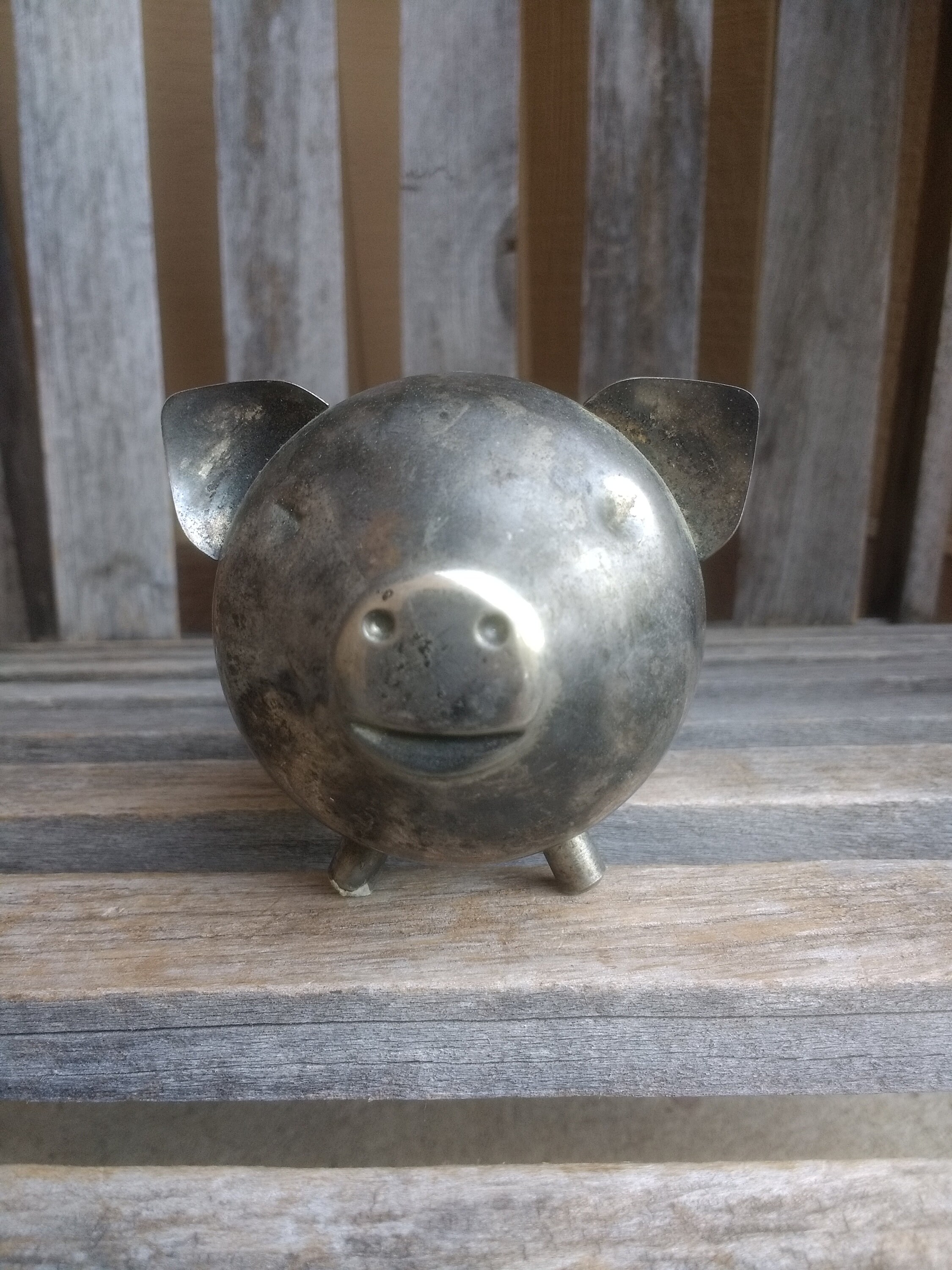 Vintage Leonard Silver Plated Piggy Bank Retro Rustic | Etsy