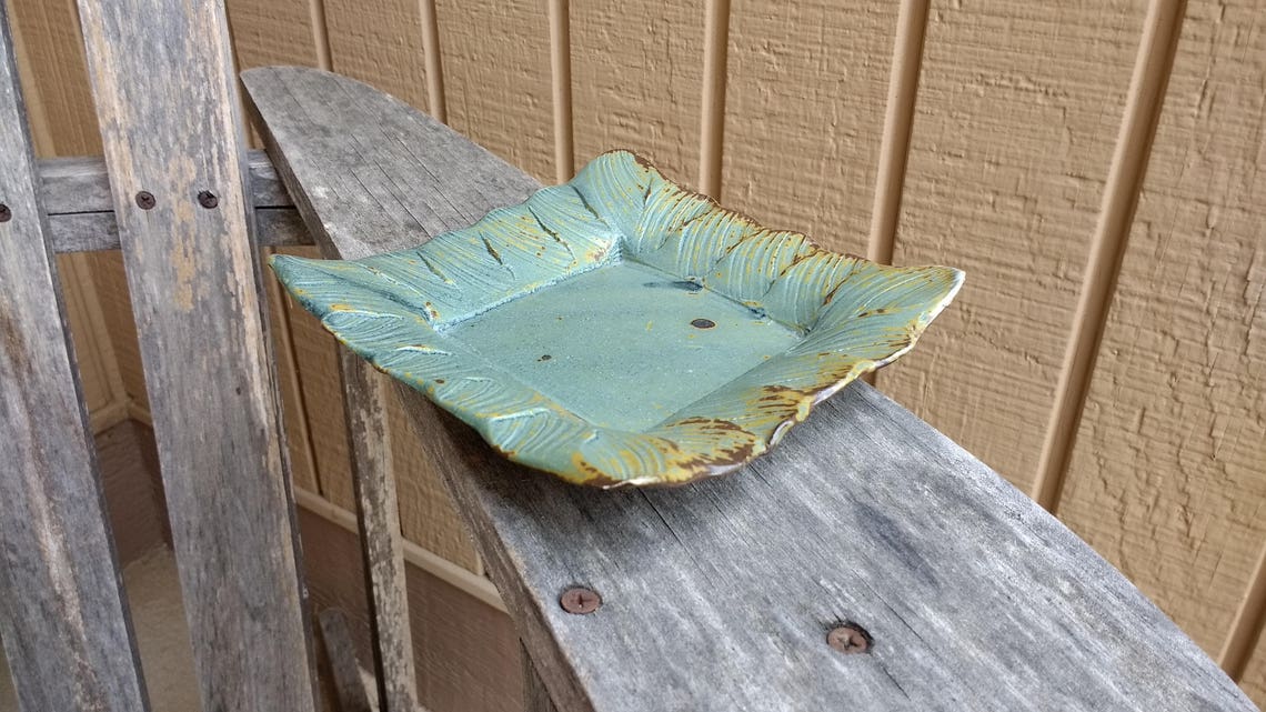 Vintage Buck Pottery Display Dish Turquoise Fine Pottery Dish Made in ...