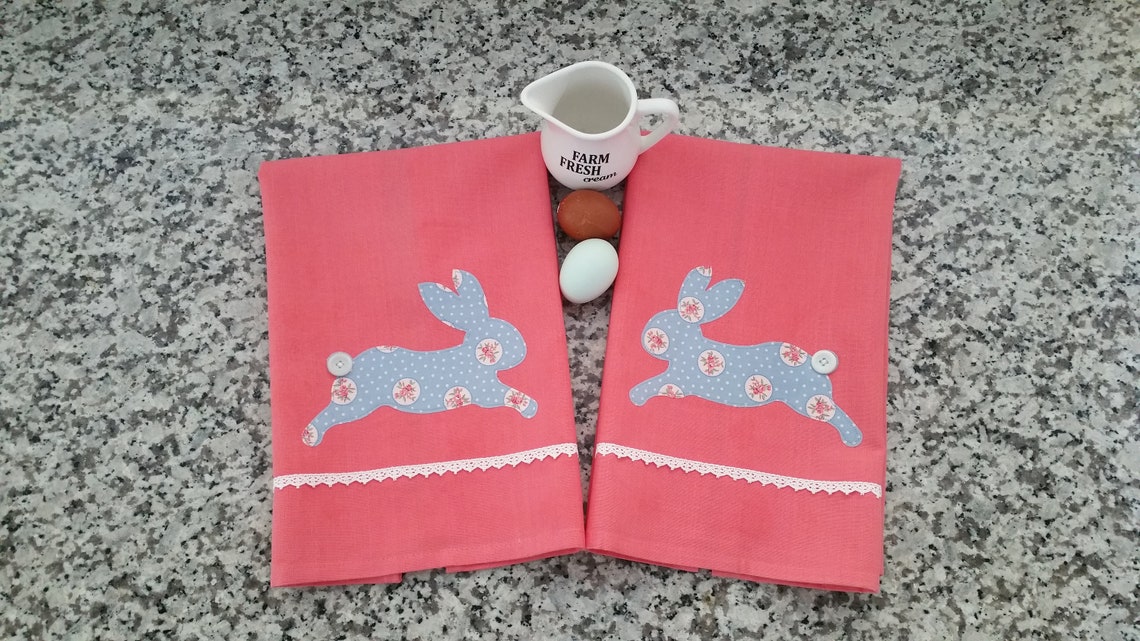 Bunny Tea Towel Rabbit Dish Towels Farmhouse Decor Gifts | Etsy