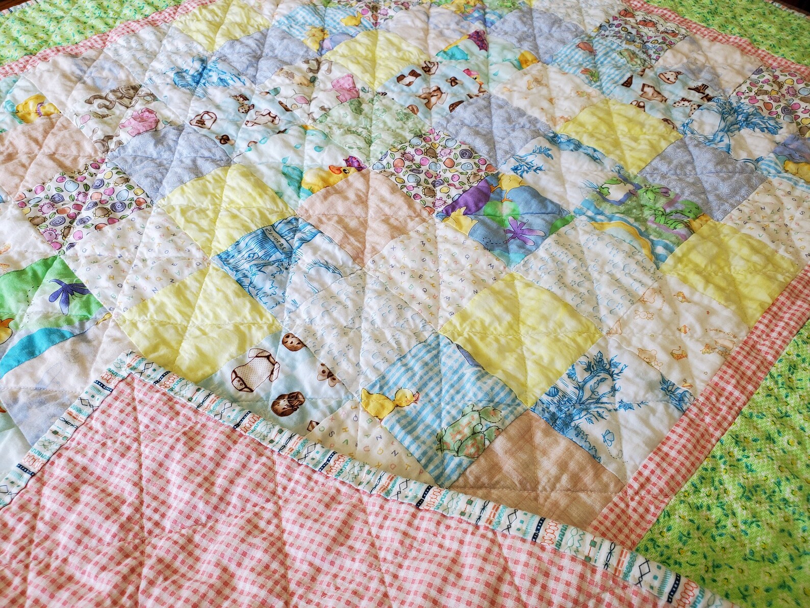 Baby Quilt / Crib Size / Baby Girl Nursery / Handmade One of a Kind Lap ...